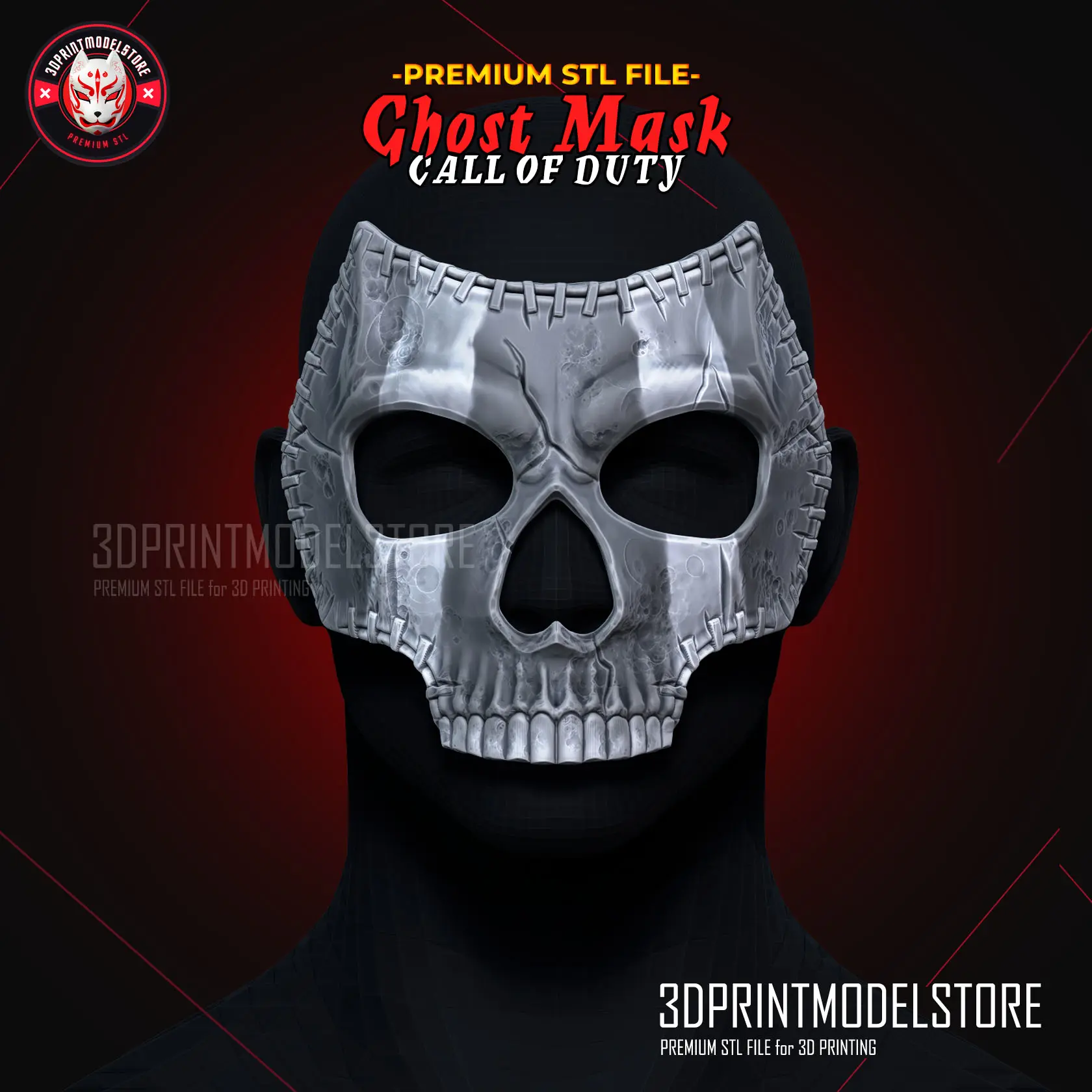 Cosplay STL Download - Ghost Mask Call of Duty Cosplay 3D Print Modelby ...
