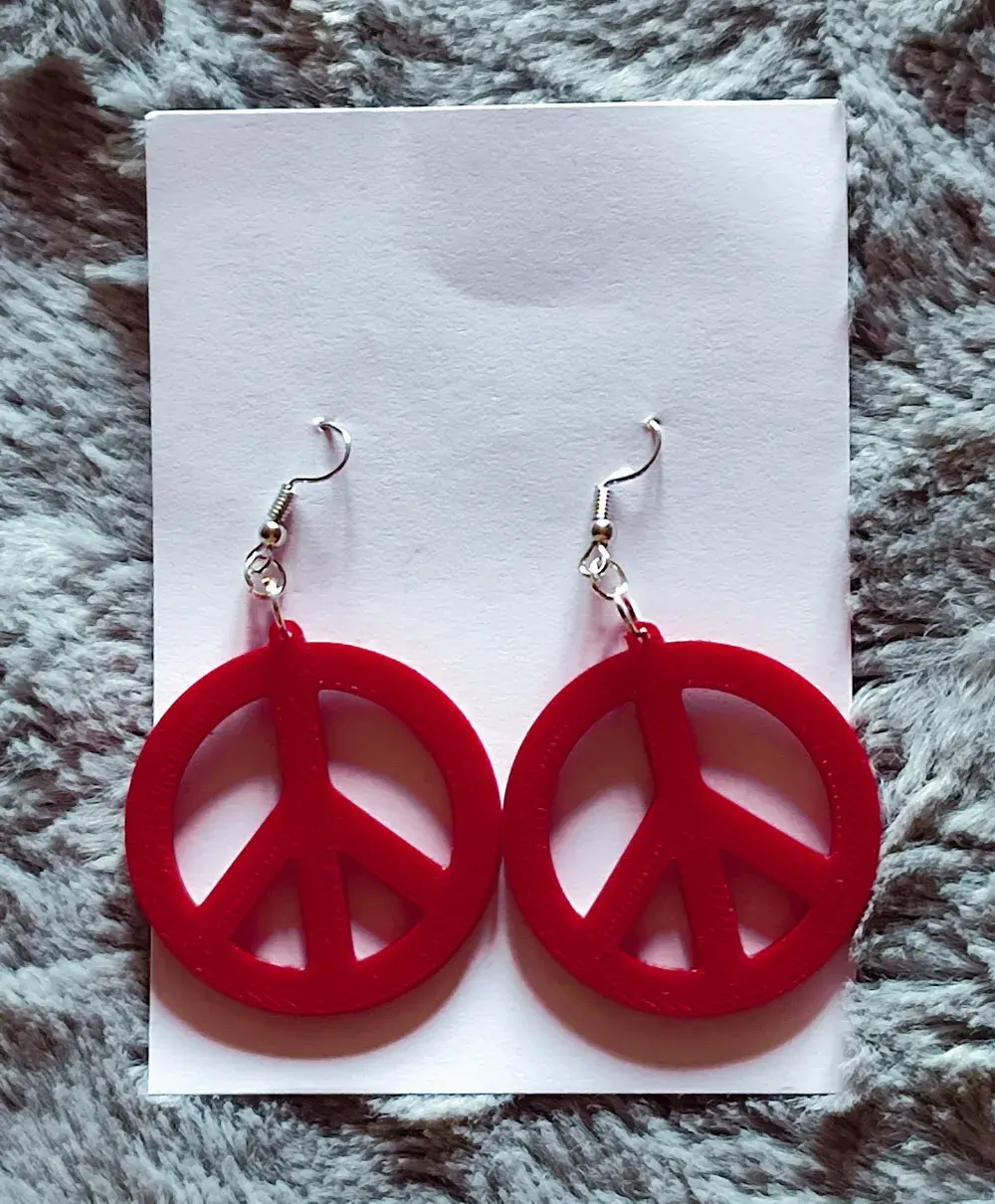 Jewelry & Accessories STL Download - HIPPIE Earrings PEACE full or ...