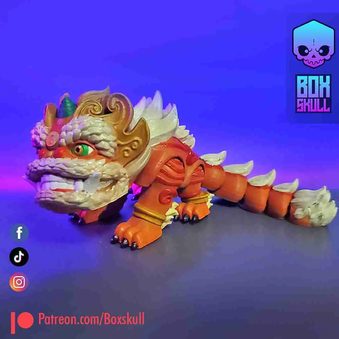 3D Printer Files | 3MF File | CHINESE LION - FLEXI - ARTICULATED FIGURE ...