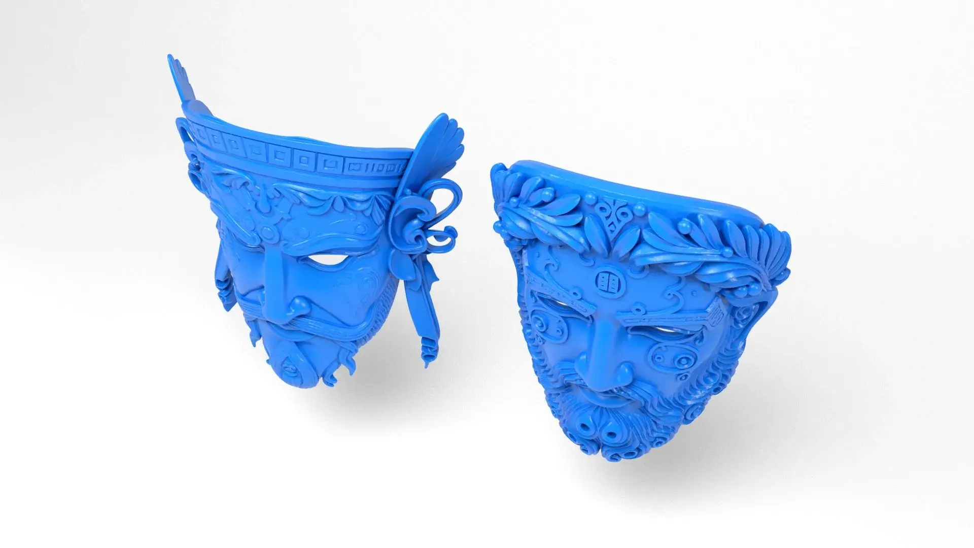 Digital Art STL Download - Greek masks 3by 3D Everything