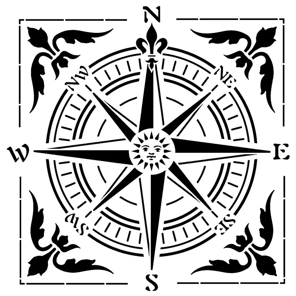 Free Home Decorations & Ornaments STL Download - Compass stencilby SMT_M 🦊