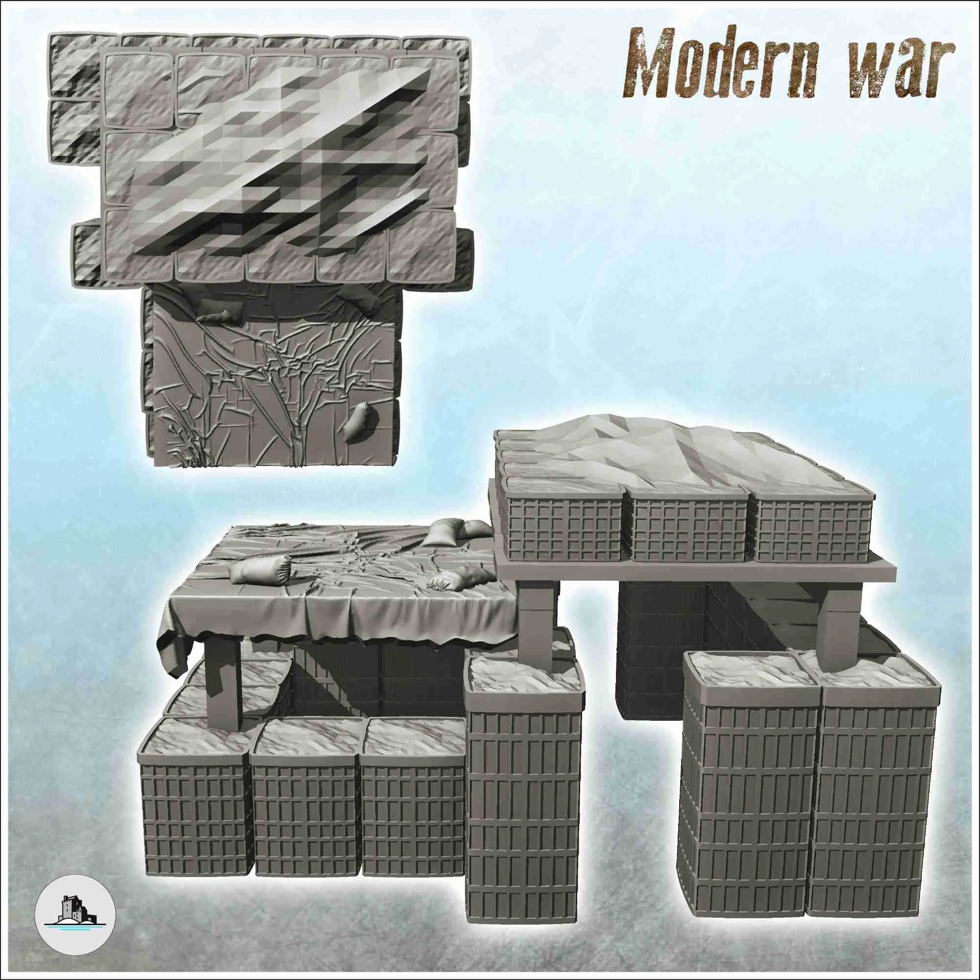 Props & Terrain STL Download - Fortified shooting range with roof and ...