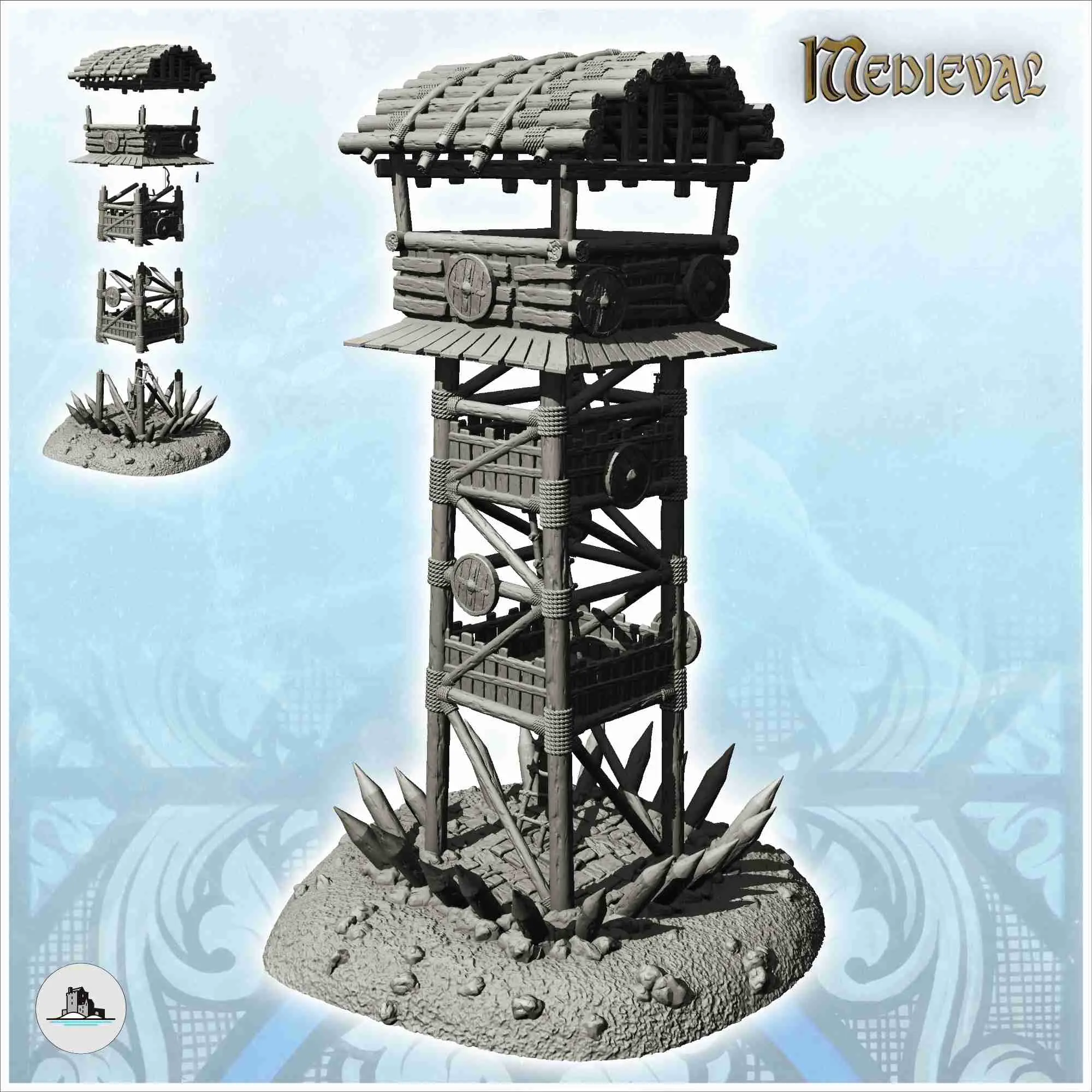 Other STL Download - Log guard tower with wooden roof (13) - miniatures ...