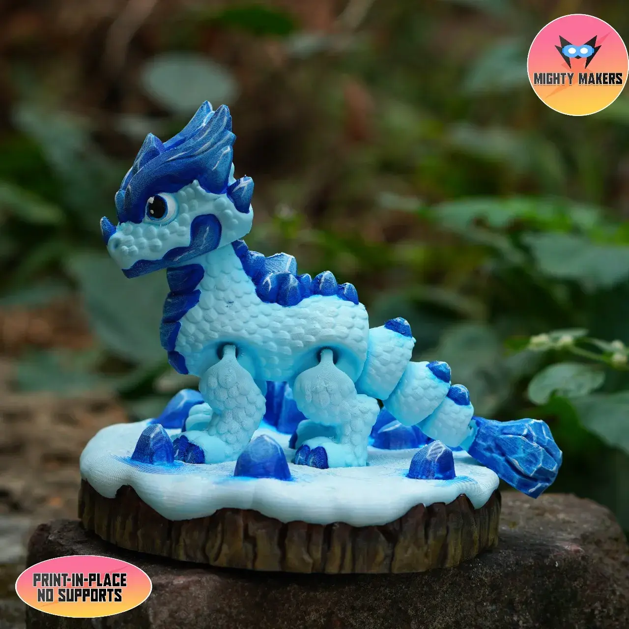 Characters & Creatures STL Download - PRINT IN PLACE FLEXI ICE DRAGON ARTICULATEDby Mighty Makers