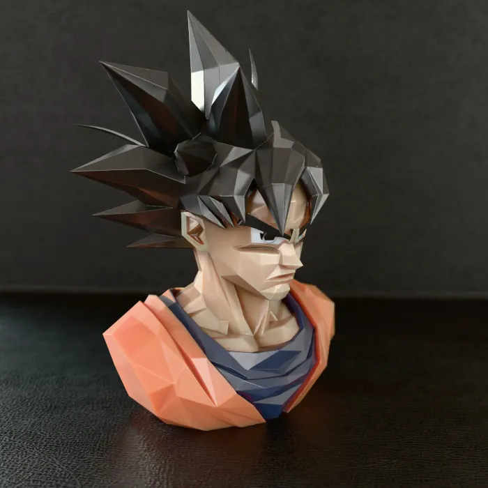 Archivos de impresora 3D | Archivo 3MF | Goku Bust Low Poly Dragon Ball ...