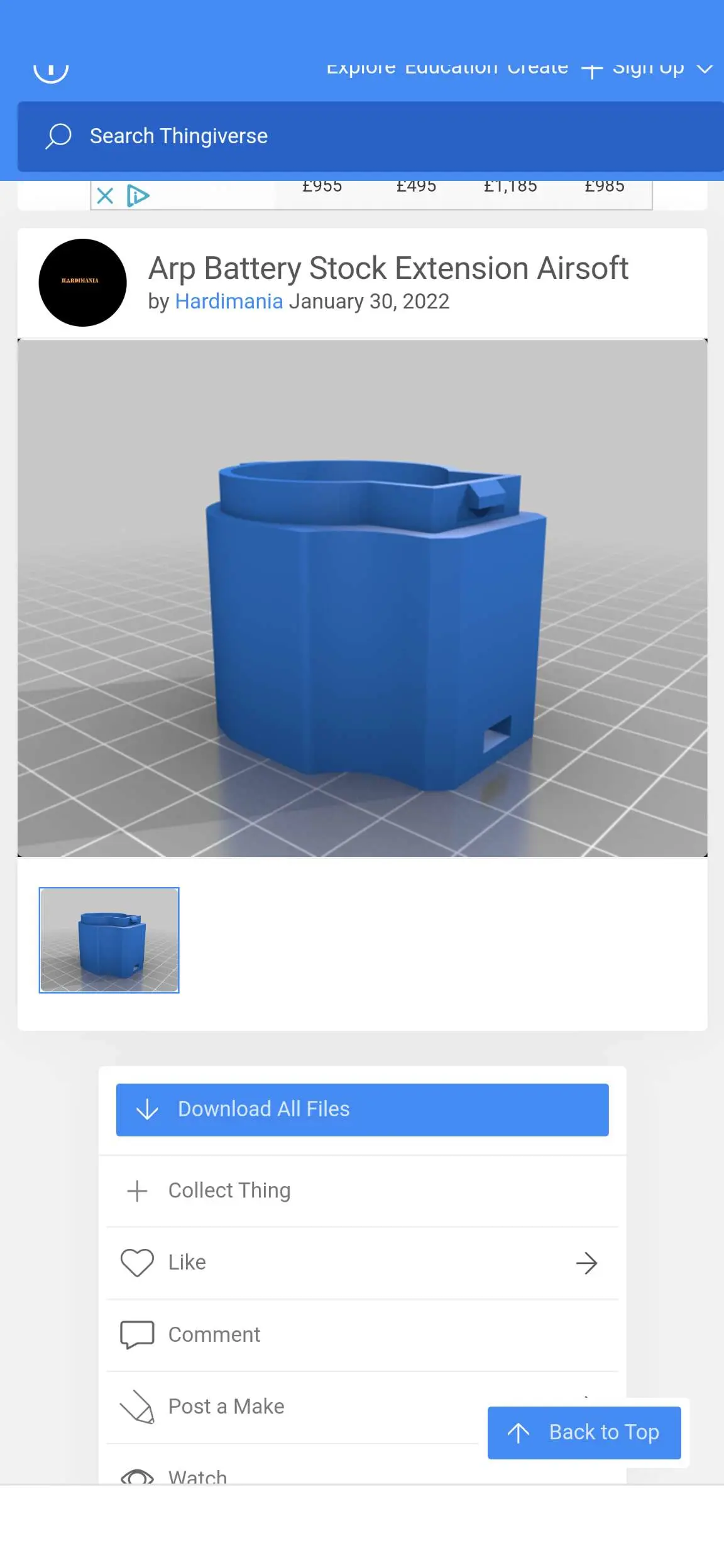 arp battery extender | 3D models download | Creality Cloud