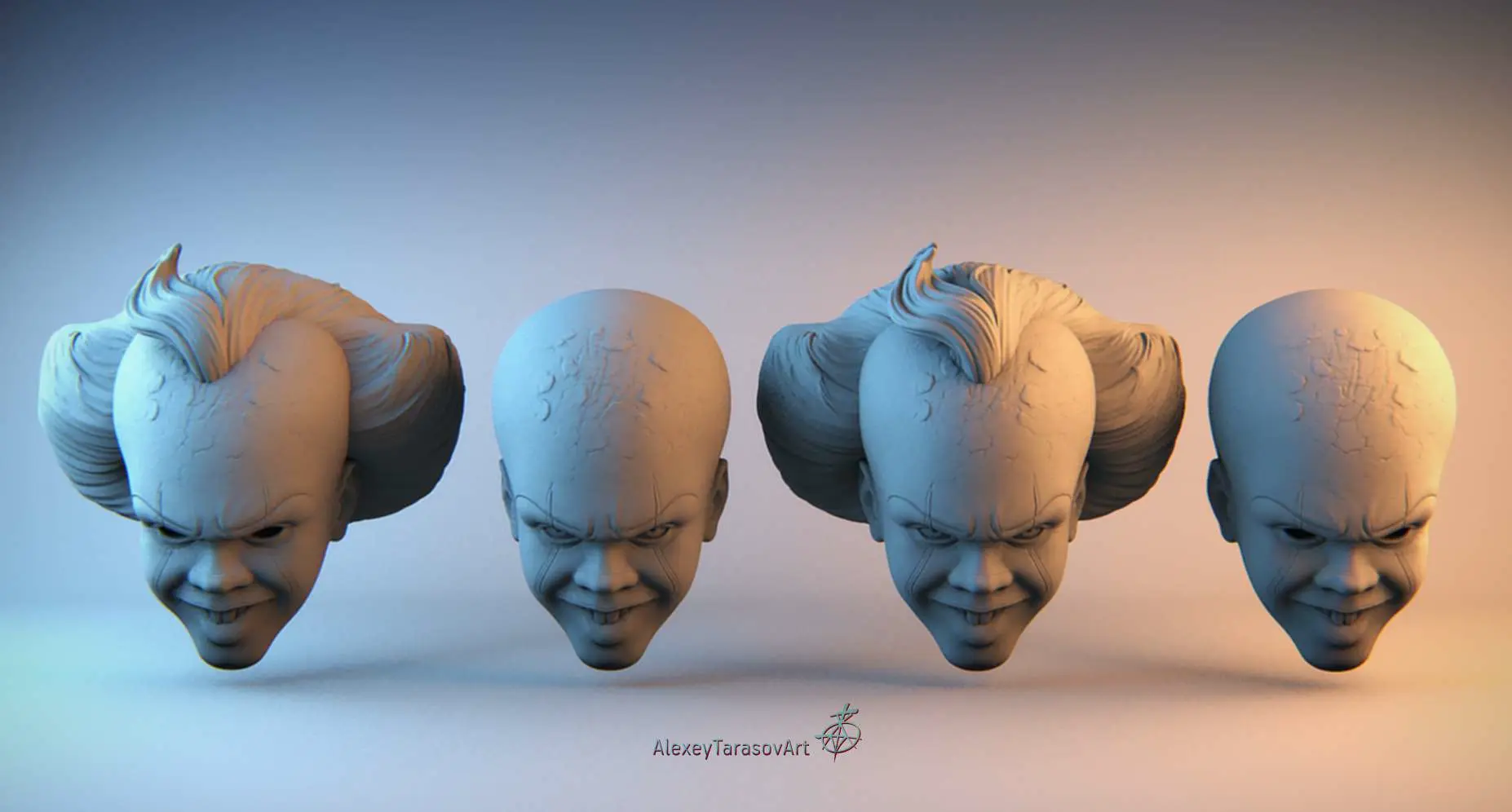 Free Characters & Creatures STL Download - Pennywise Heads by AbzMaroc