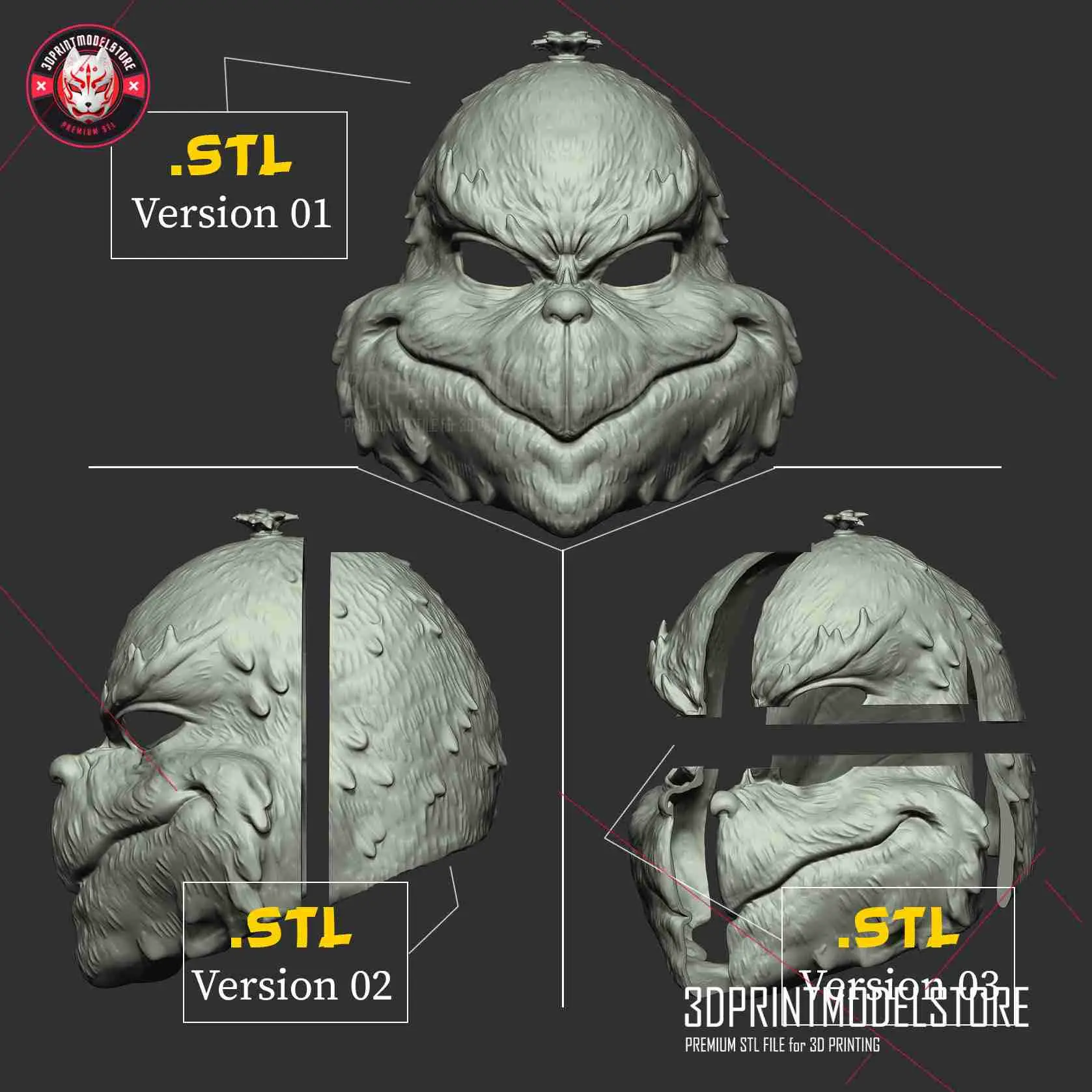 Cosplay STL Download - The Grinch Mask - Christmas Cosplay - Halloween ...