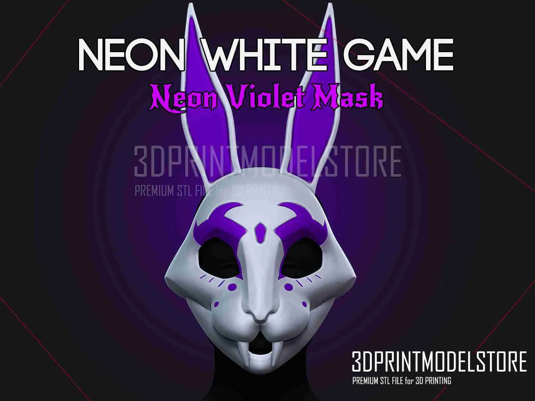 Cosplay STL Download - Neon White Game Violet Mask - Japanese Kitsune ...