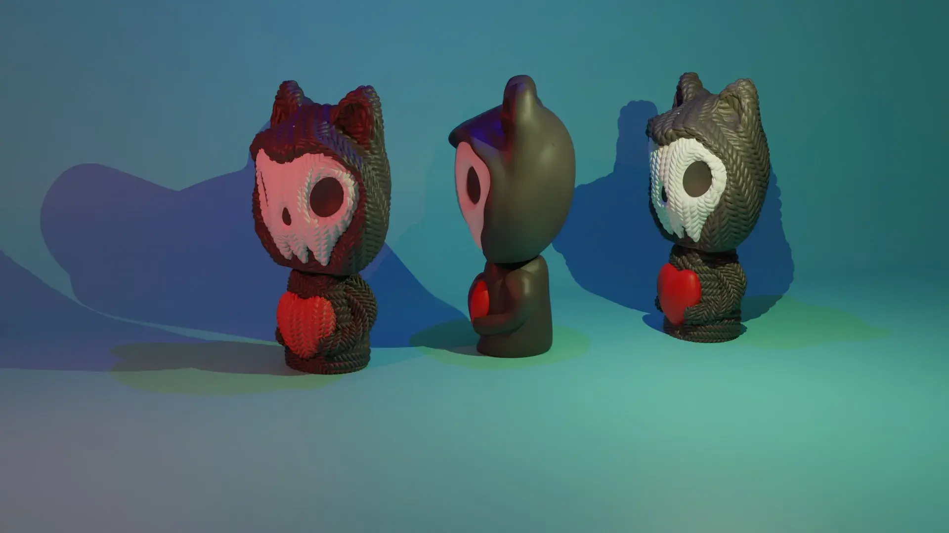 3D Printer Files | 3MF File | Spookie Cat with heart - 3 types ...
