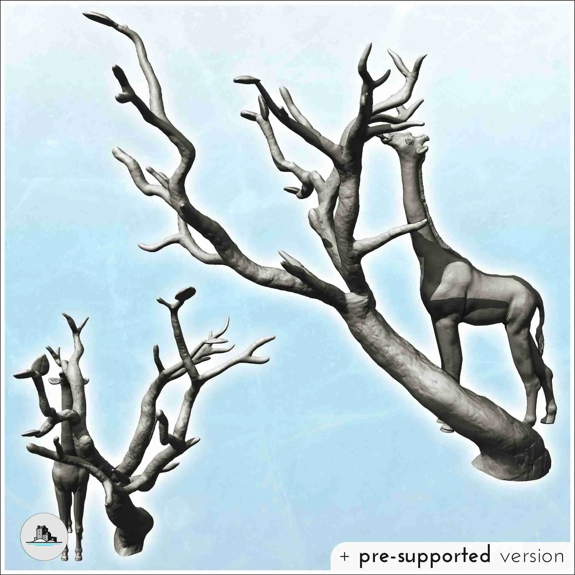 Other STL Download - African giraffe eating from a tree (14 ...