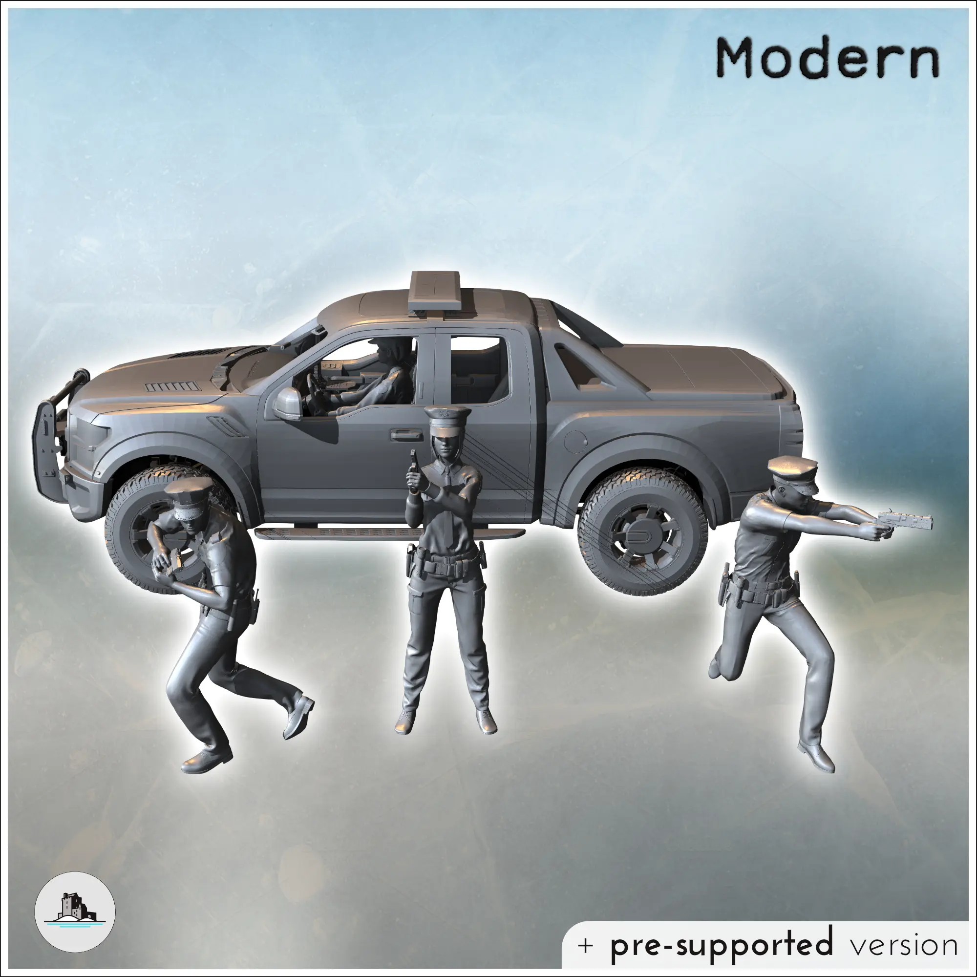 Other STL Download - Set of three police officers with uniforms and ...