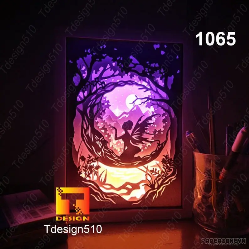 Home Decorations & Ornaments STL Download - Fairy in the Moon light box ...