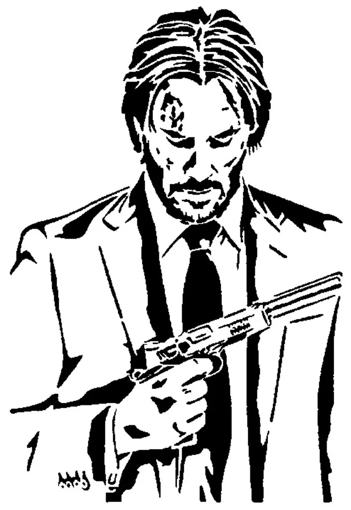 Free Other STL Download - John Wick stencil 5by SMT_M 🦊