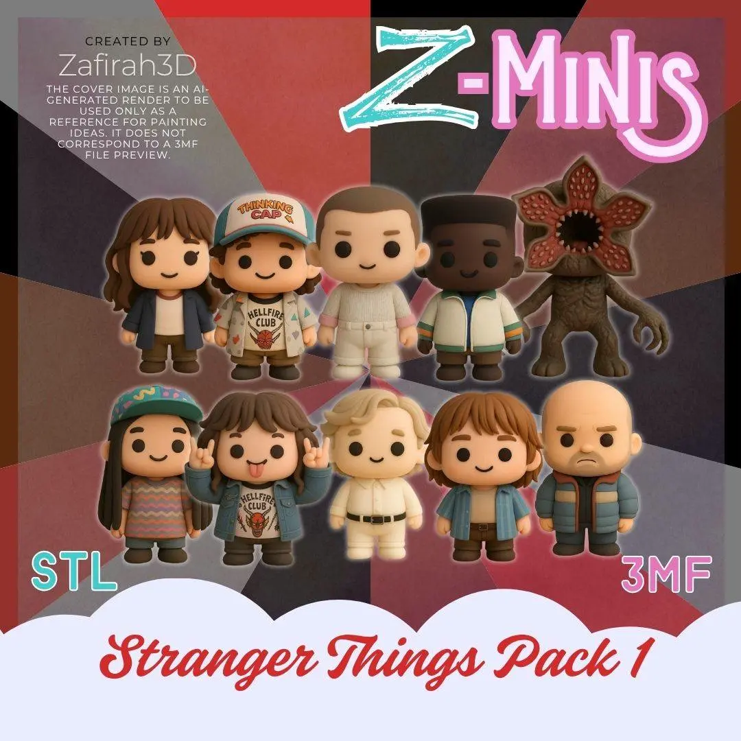 Characters & Creatures STL Download - STRANGER THINGS PACK 1 Z-MINISby ...