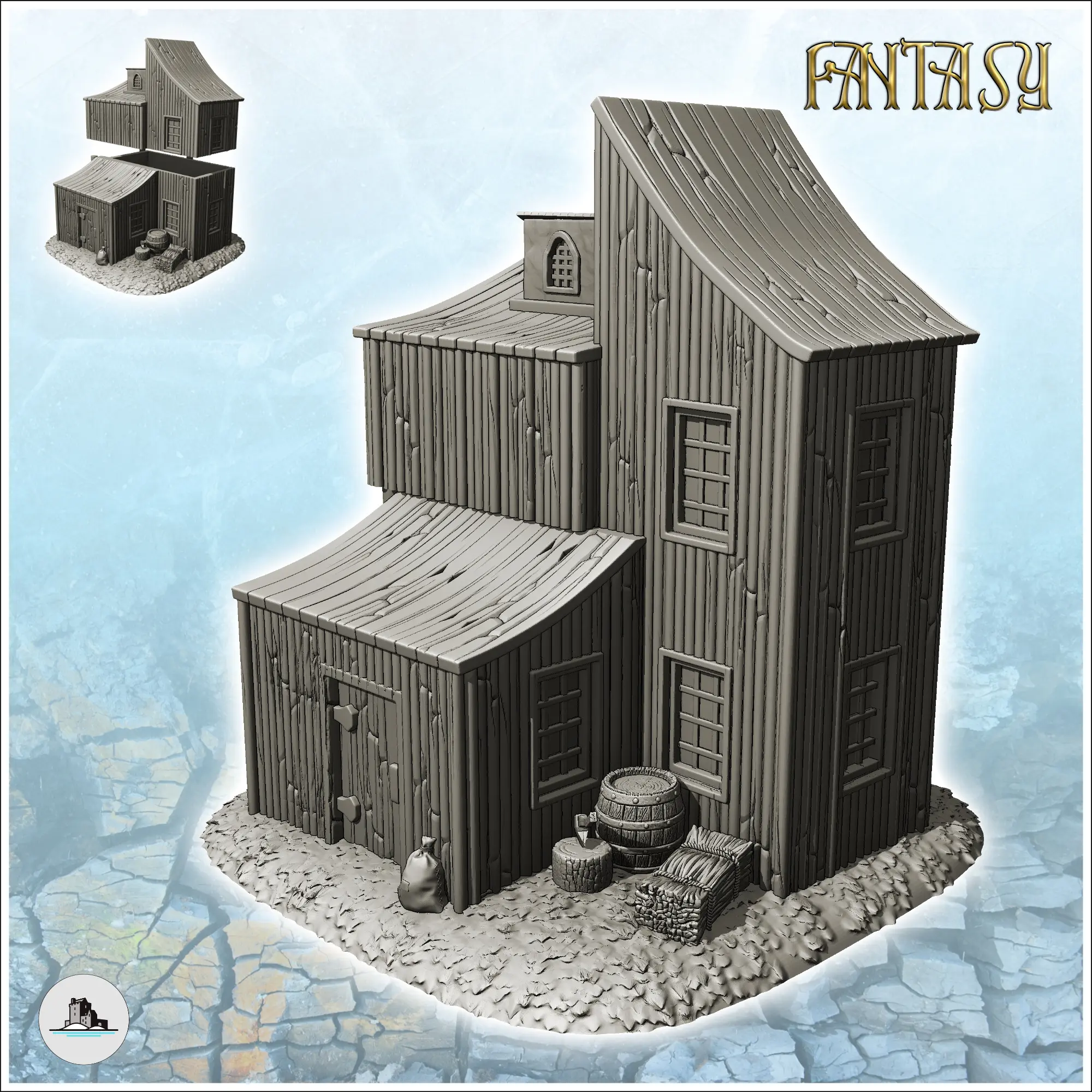 Other STL Download - Wooden building with multiple curved roofs and ...