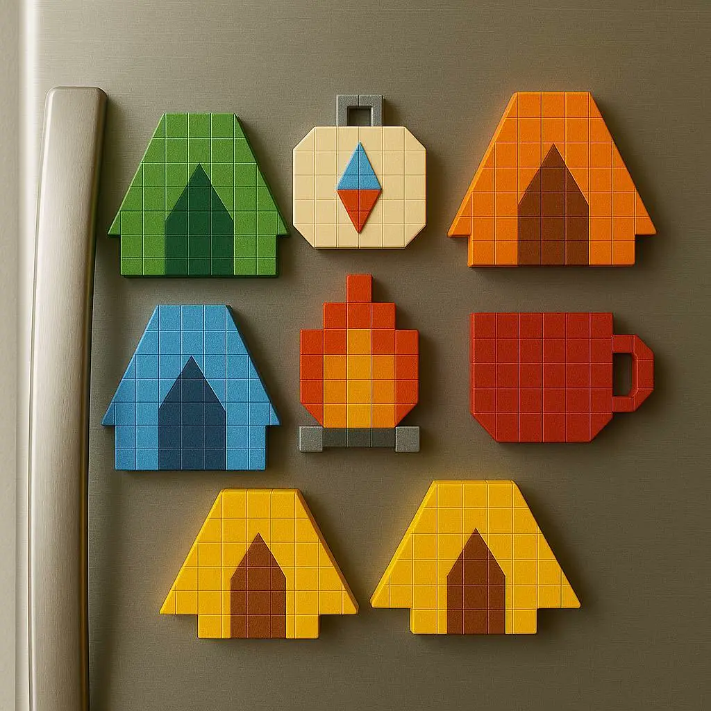 Home Decorations & Ornaments STL Download - Camping magnet Setby CAT_CUS