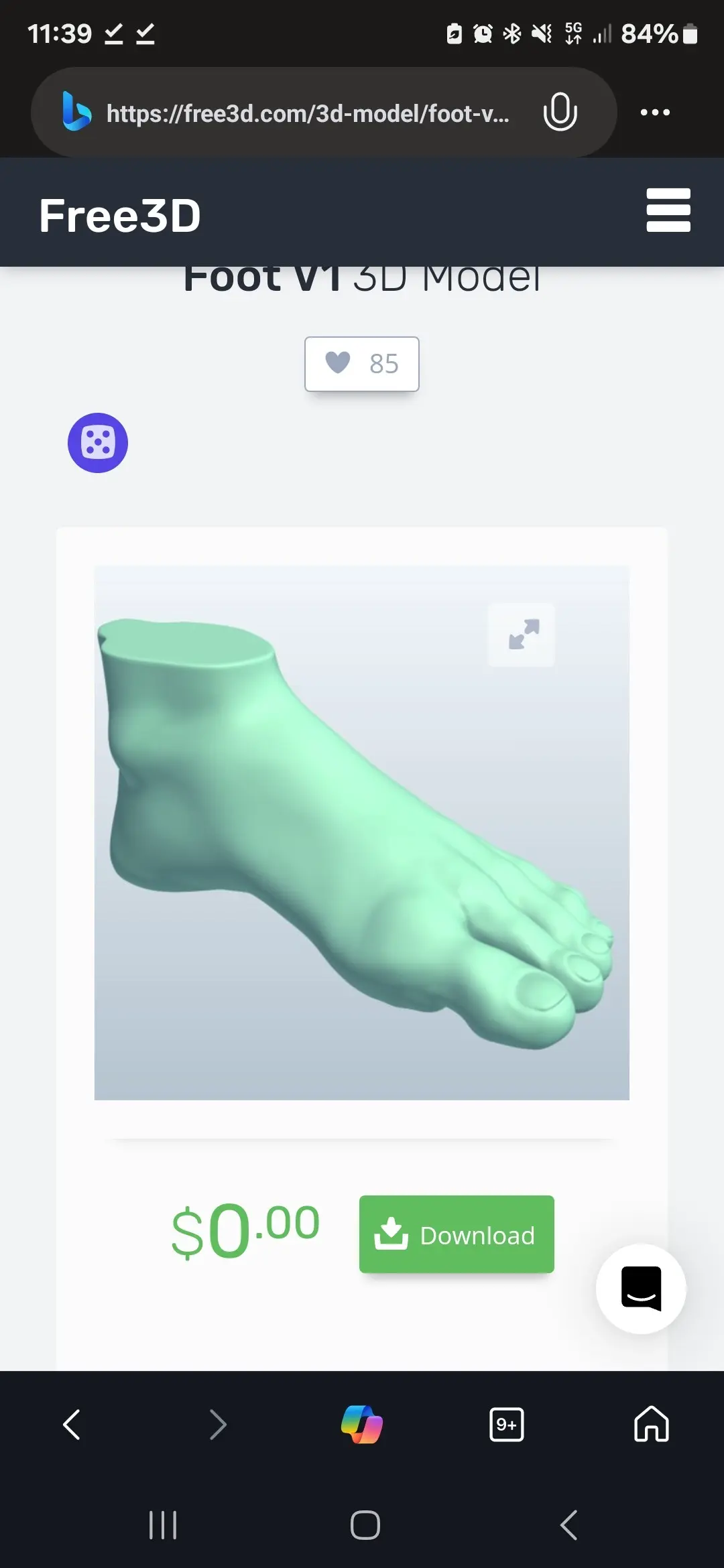 Free Props & Terrain STL Download - foot by Emma Carolan.