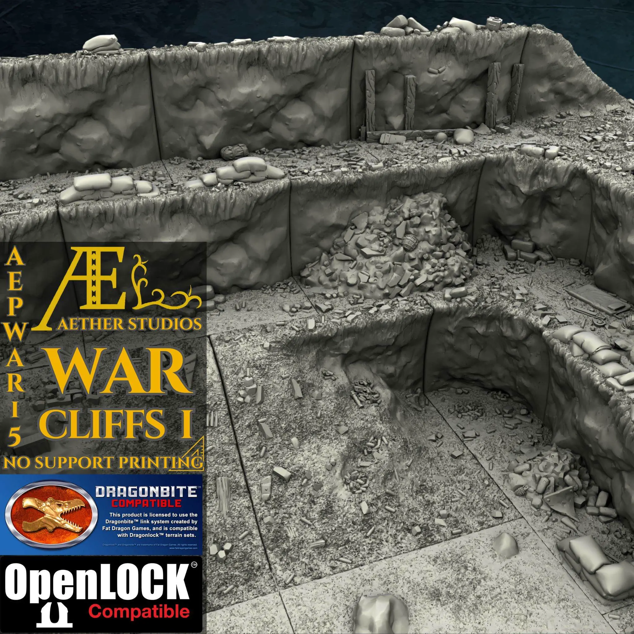 Props & Terrain STL Download - AEPWAR15 - War Cliffs Iby Aether Studios