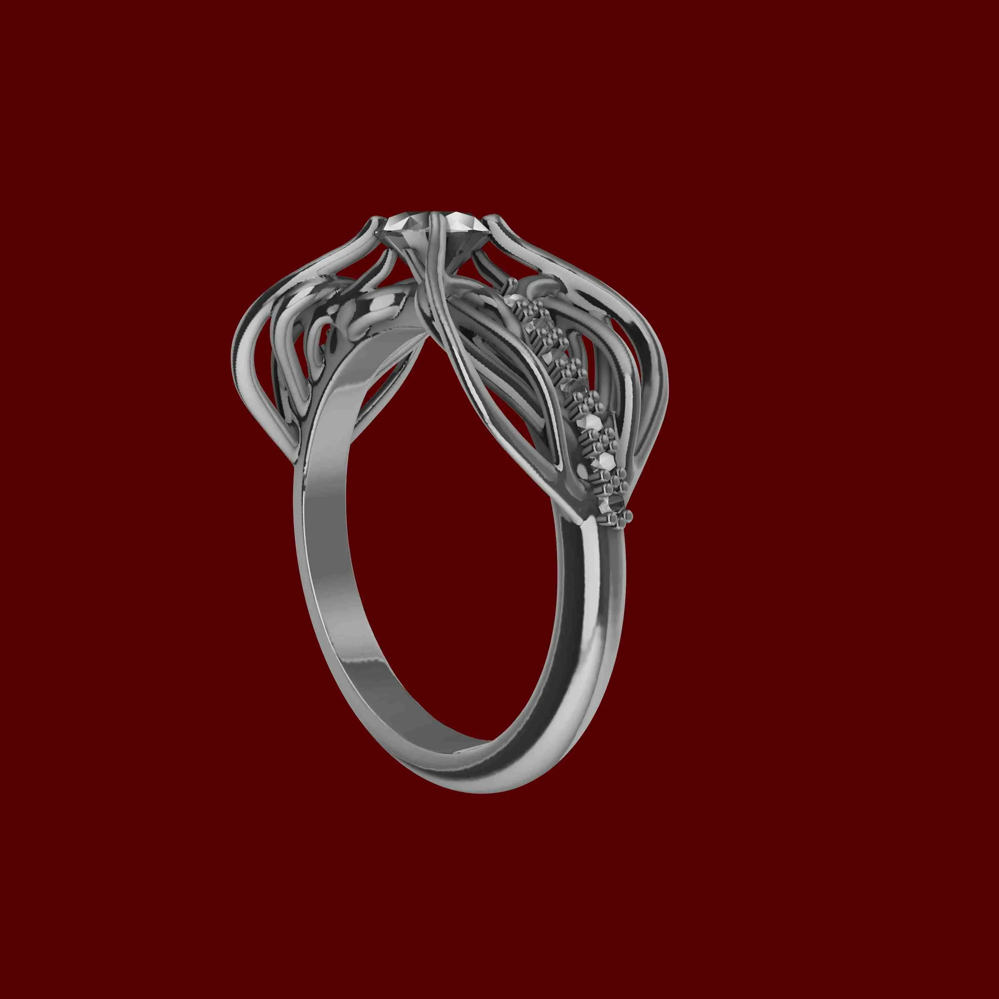Jewelry & Accessories STL Download - Contemporary Diamond Intertwined Lines Ringby Christina3d