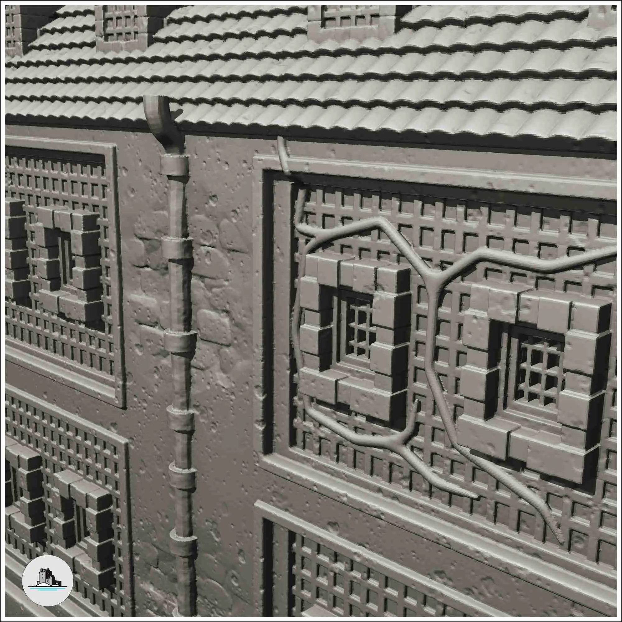 Other STL Download - Modern house with spiked roof and side entrance ...