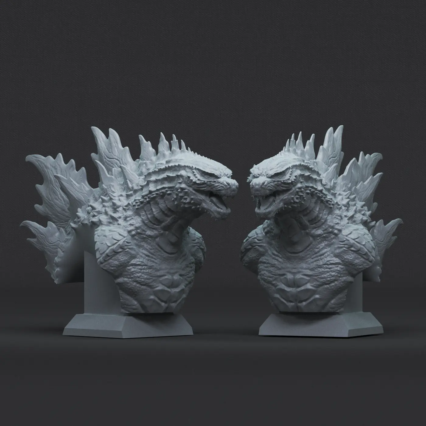 Characters & Creatures STL Download - GODZILLA EVOLVED -BUST-by ARXEUKX