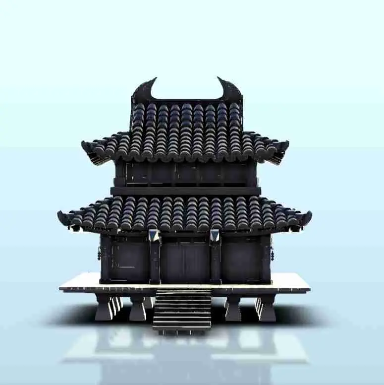 Props & Terrain STL Download - Raised Asian building with one floor 13 ...