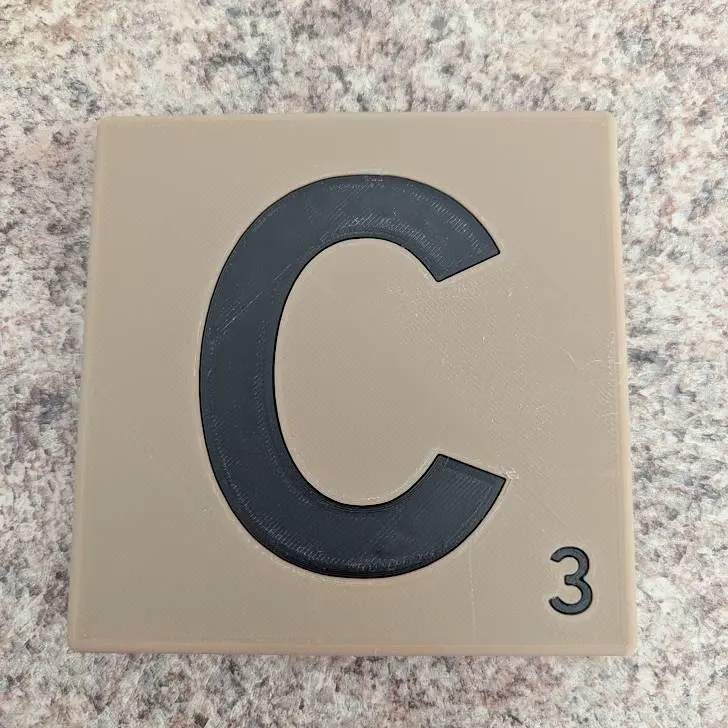 Sculptures & Artworks STL Download - Letter C Scrabble Tileby Trash Can Guy