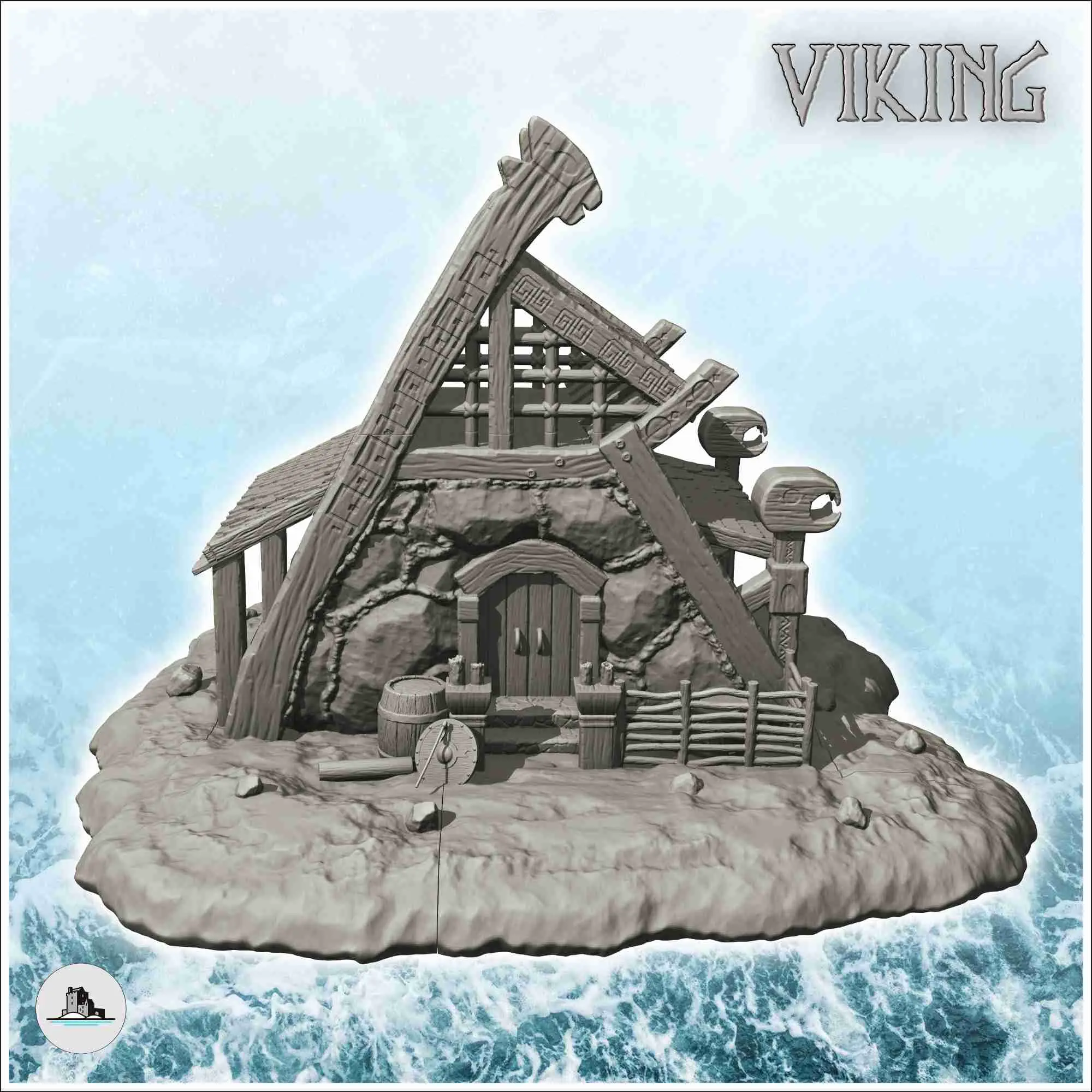 Viking mansion with fence and storage shed (9) - scenery med | 3D ...