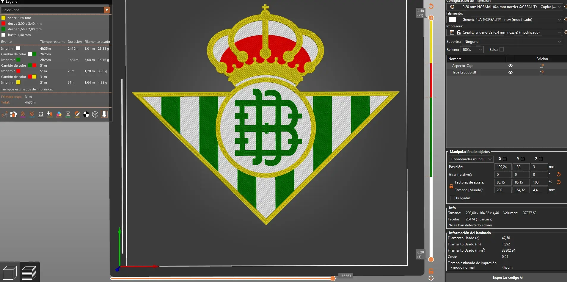 Digital Art STL Download - Betis Logo "Shield"by Creathings3D