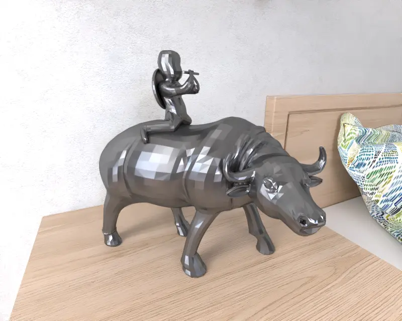 Sculptures & Artworks STL Download - Human on Ox Sculptureby RandomThings