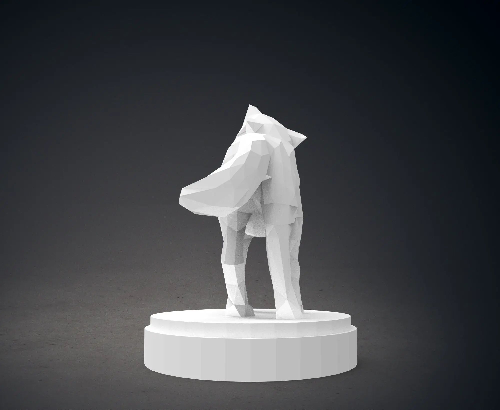 Sculptures & Artworks STL Download - LOW POLY WOLF STATUEby César_Cruz