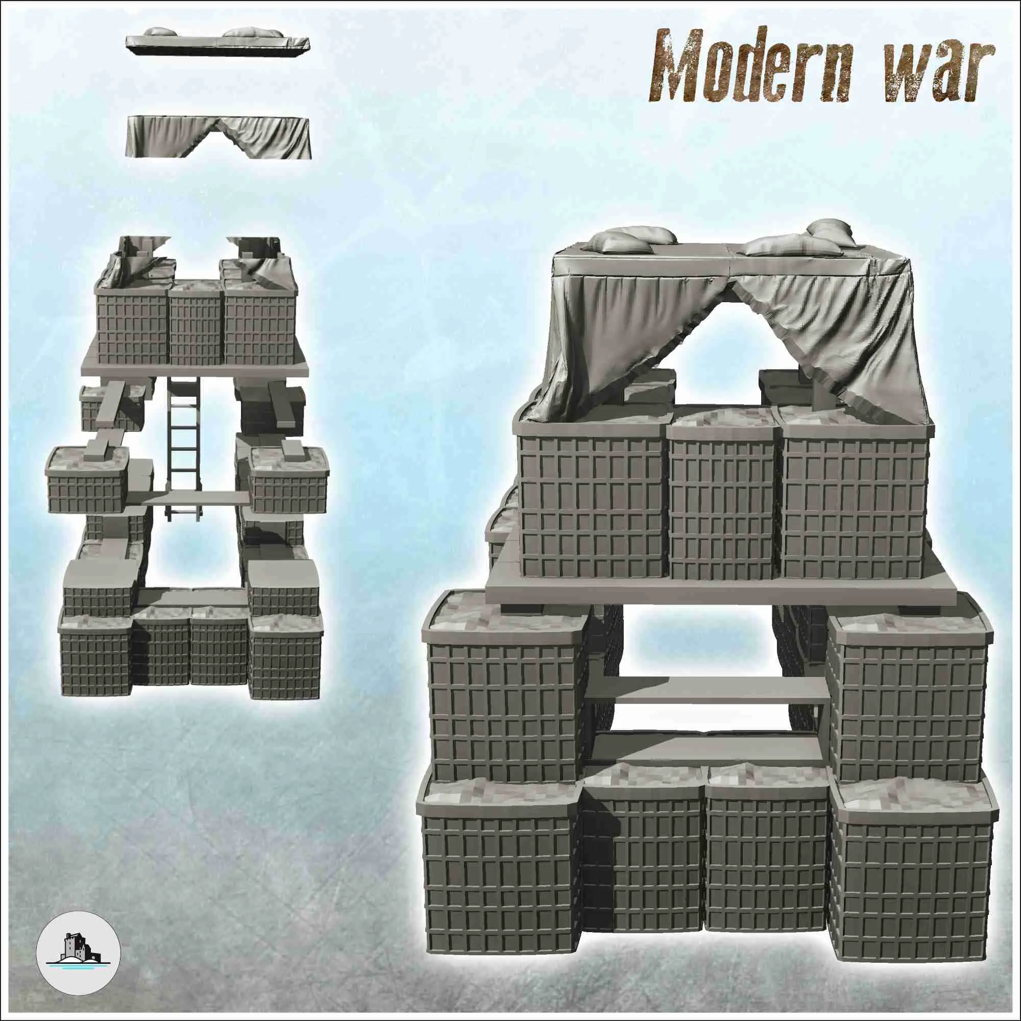 Other STL Download - Fortified shooting range with hesco and barbed ...
