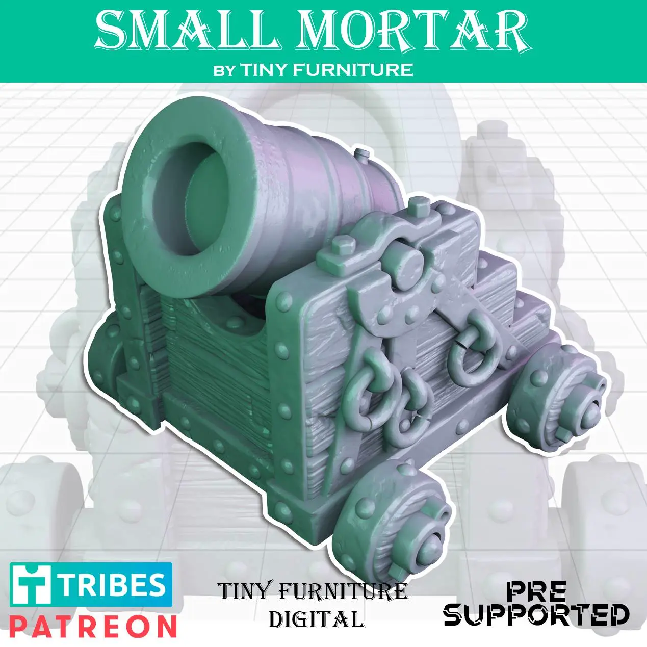 Vehicles & Machinery STL Download - Small Mortar (Medieval Artillery)by Tiny Furniture