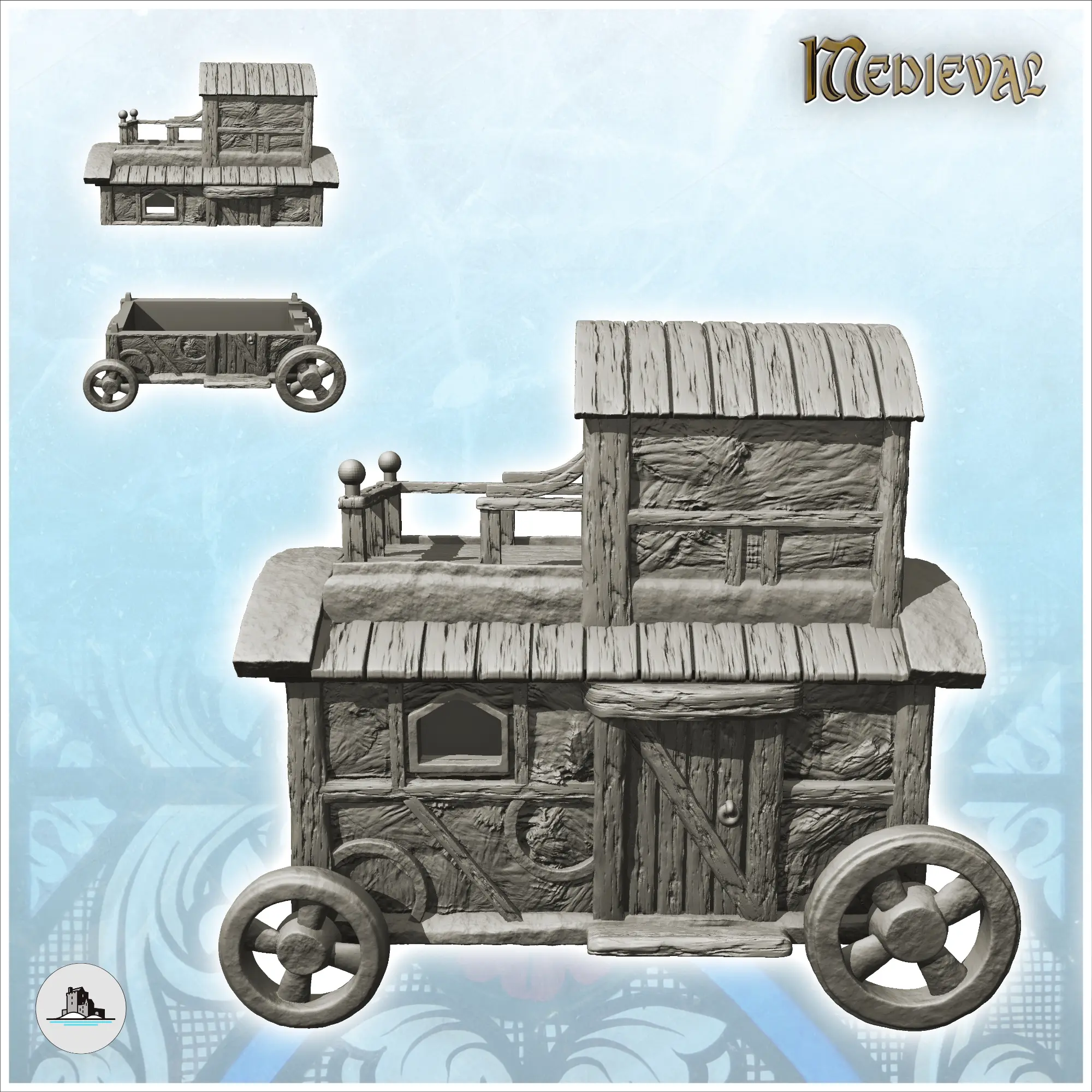Miniature Games & Accessories STL Download - Half-timbered caravan on ...