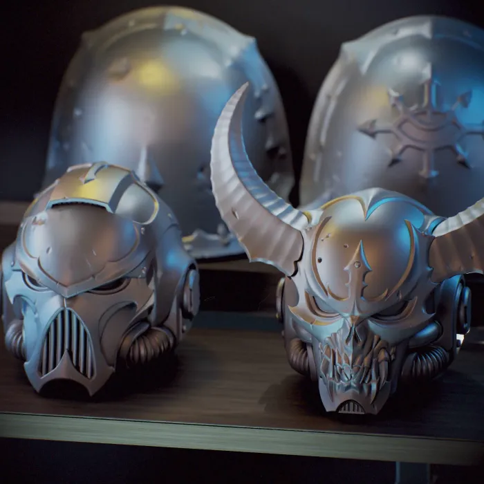 Cosplay STL Download - Space marine - Mask & Head Pack x 2 and shoulder ...