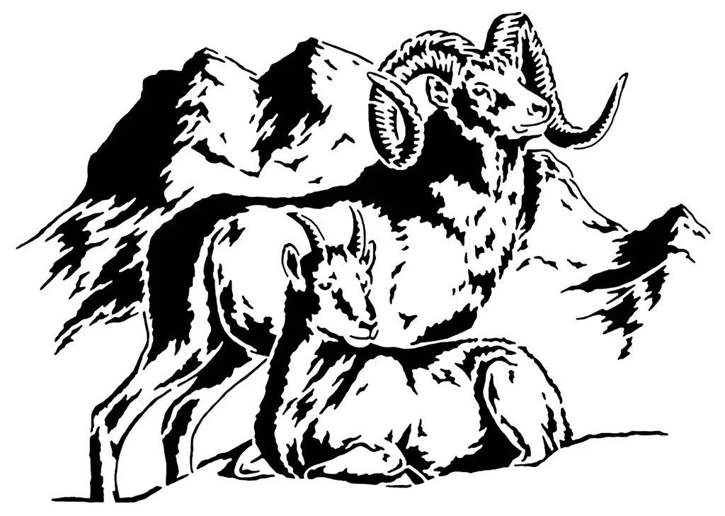 Free Digital Art STL Download - Bighorn sheep stencilby SMT_M 🦊