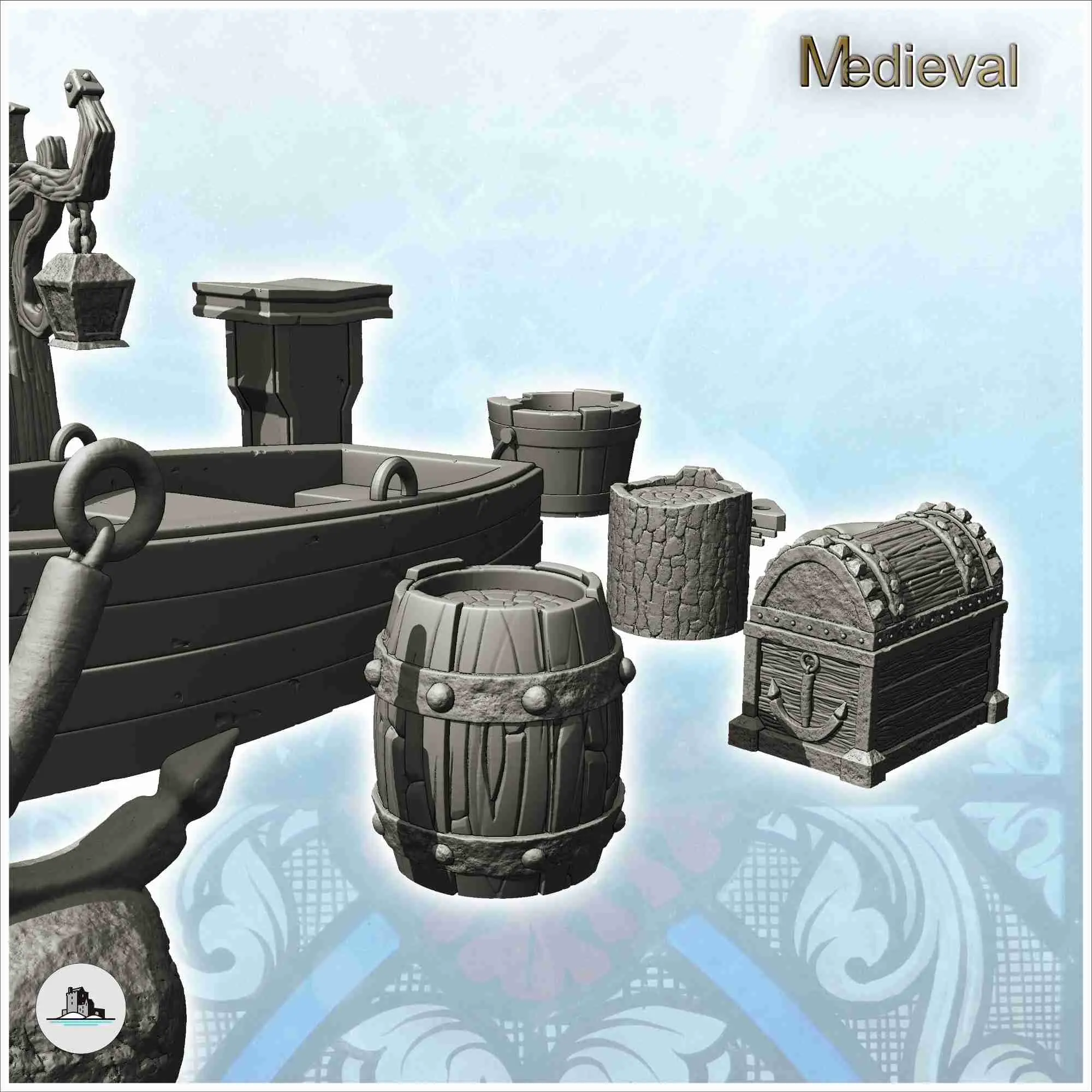 Props & Terrain STL Download - Fish shop accessory set with boat and ...