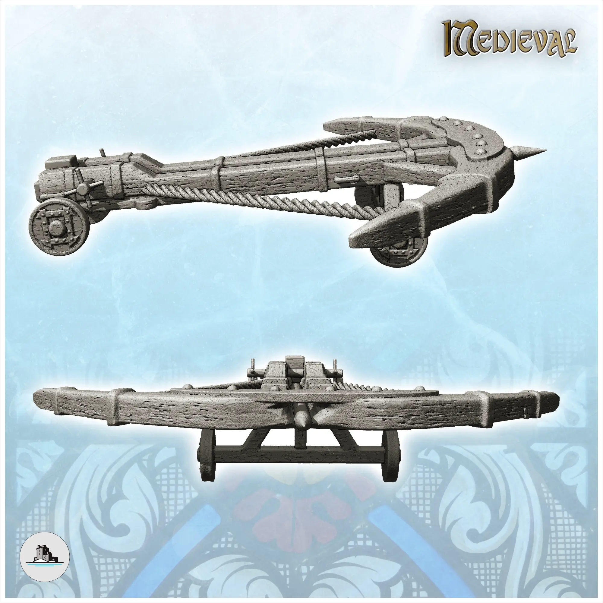 Wooden ballista siege engine on two wheels (1) - miniatures | 3D models ...