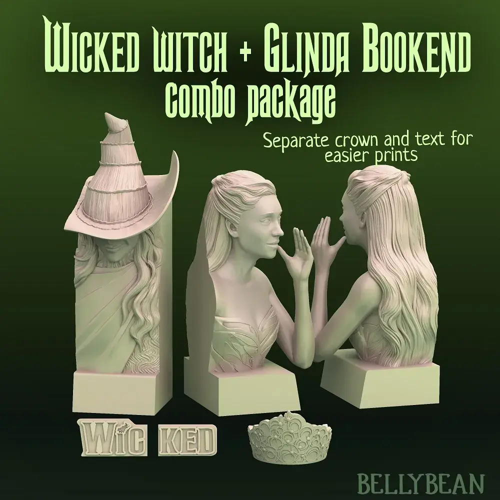 Home Appliance Accessories STL Download - Wicked Witch + Glinda Bookend ...