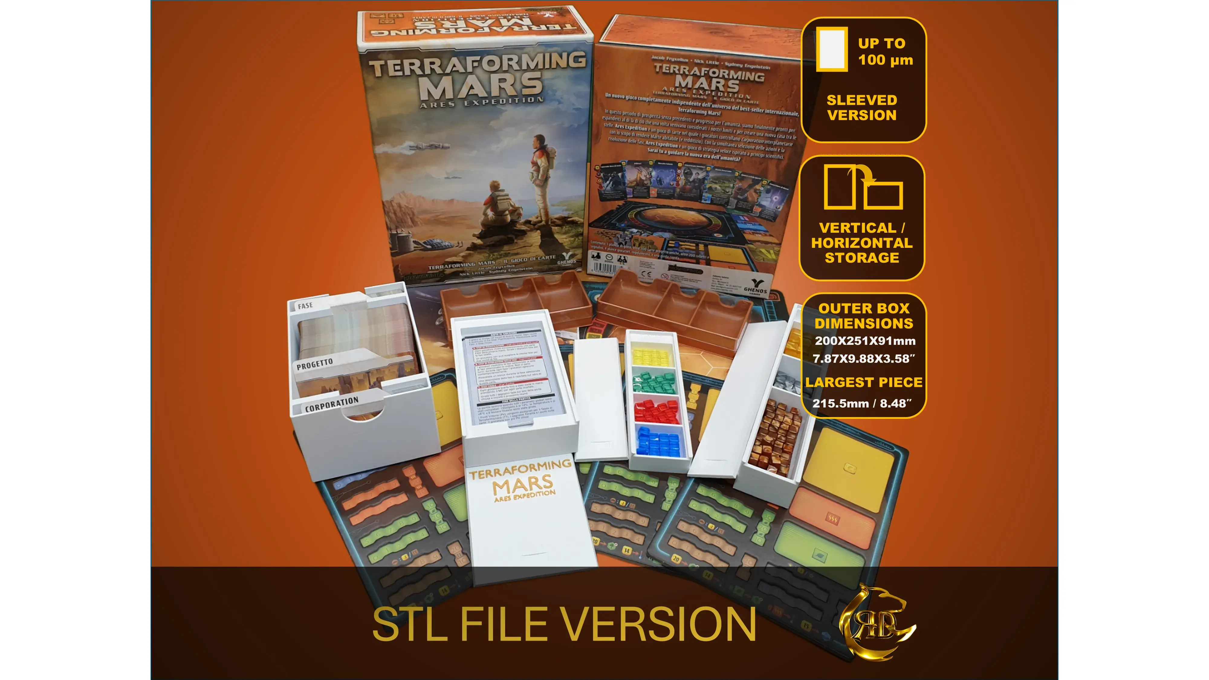 Board Games & Card Games STL Download - Terraforming Mars Ares Expedition Board Game Organizer ...