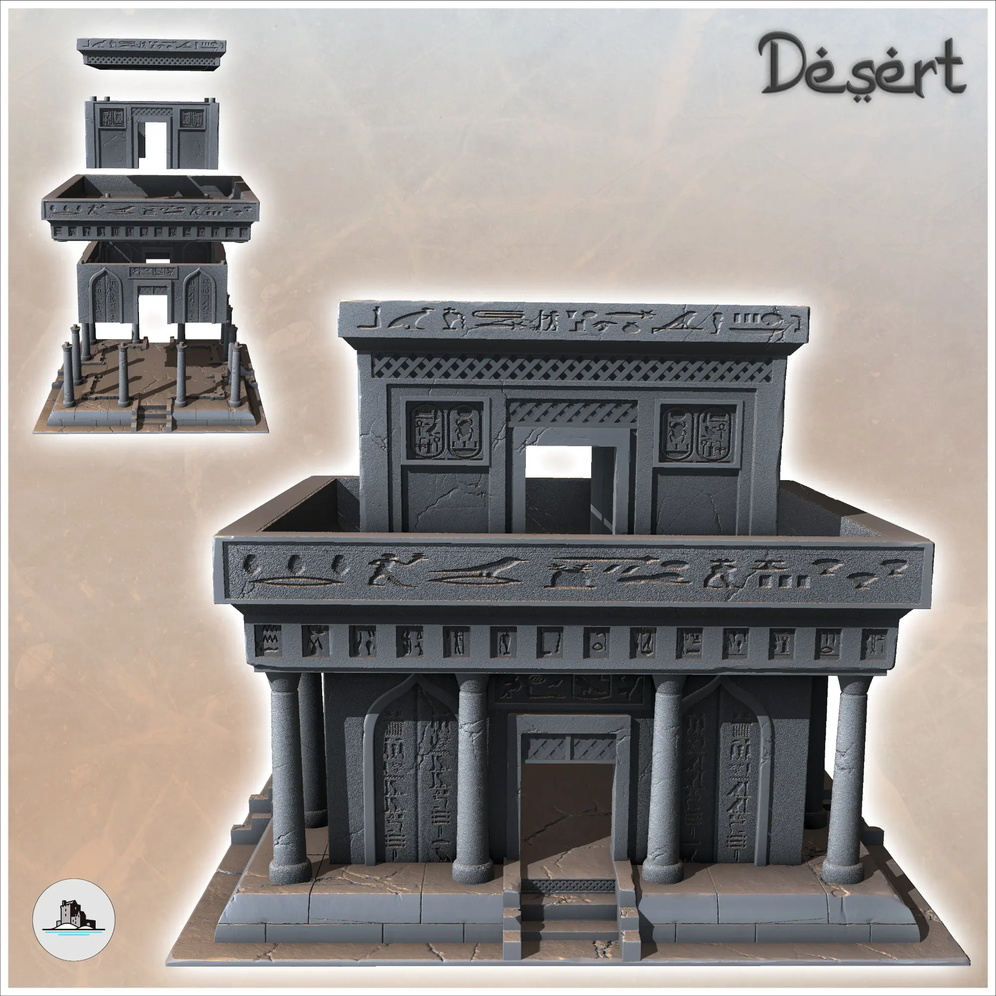 Props & Terrain STL Download - Egyptian Stone Temple with Access Stairs ...