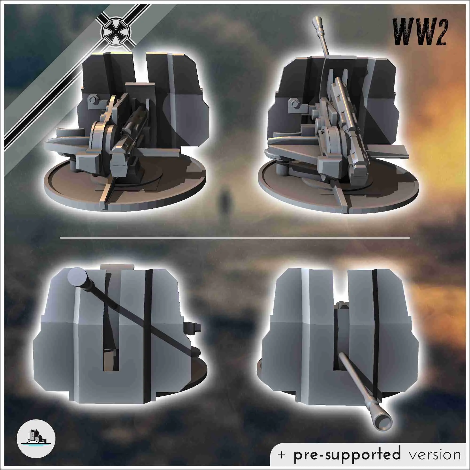 37mm Flak 43 anti-air gun - miniatures ww2 flames war aa | 3D models ...