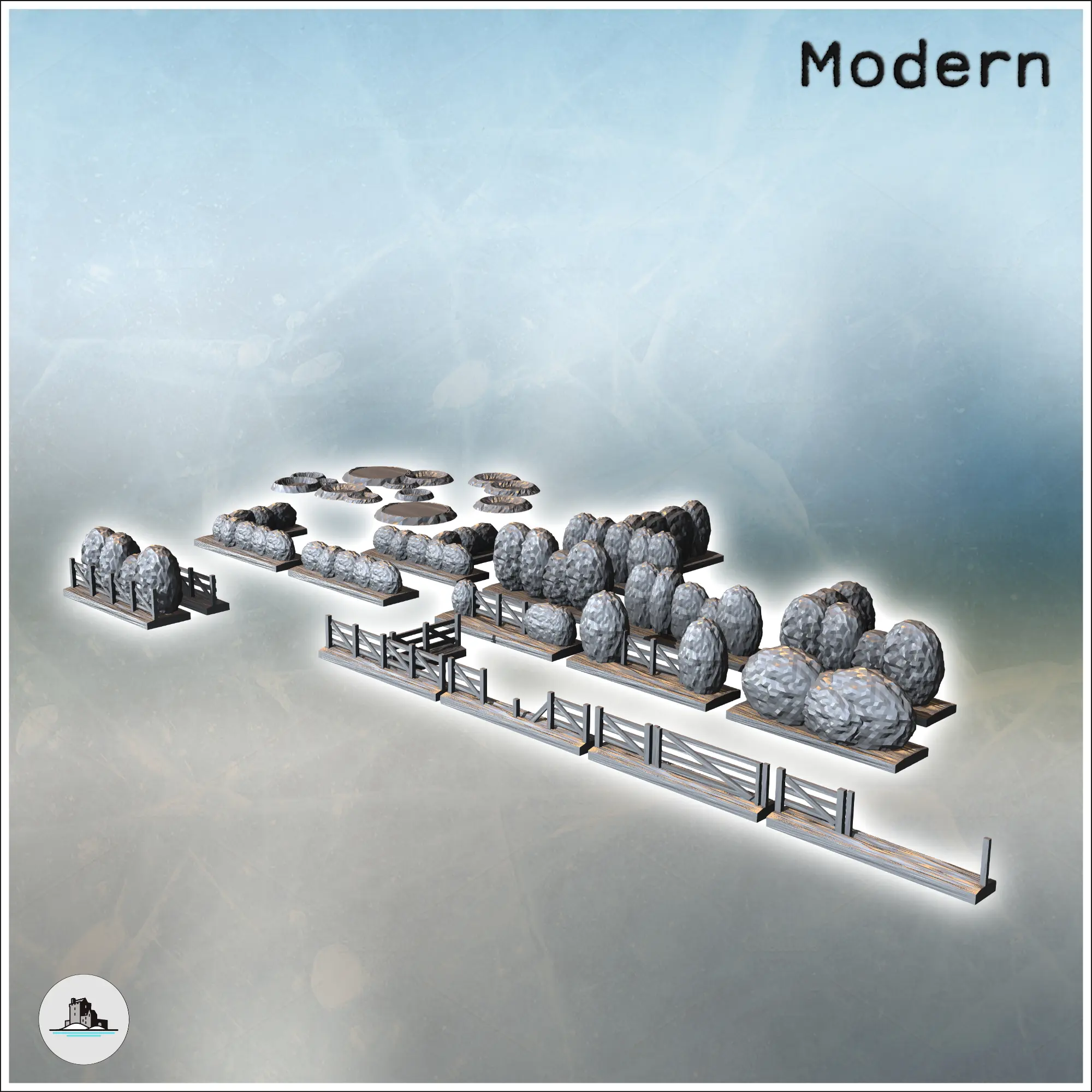 Props & Terrain STL Download - Set of natural scenery with bushes ...