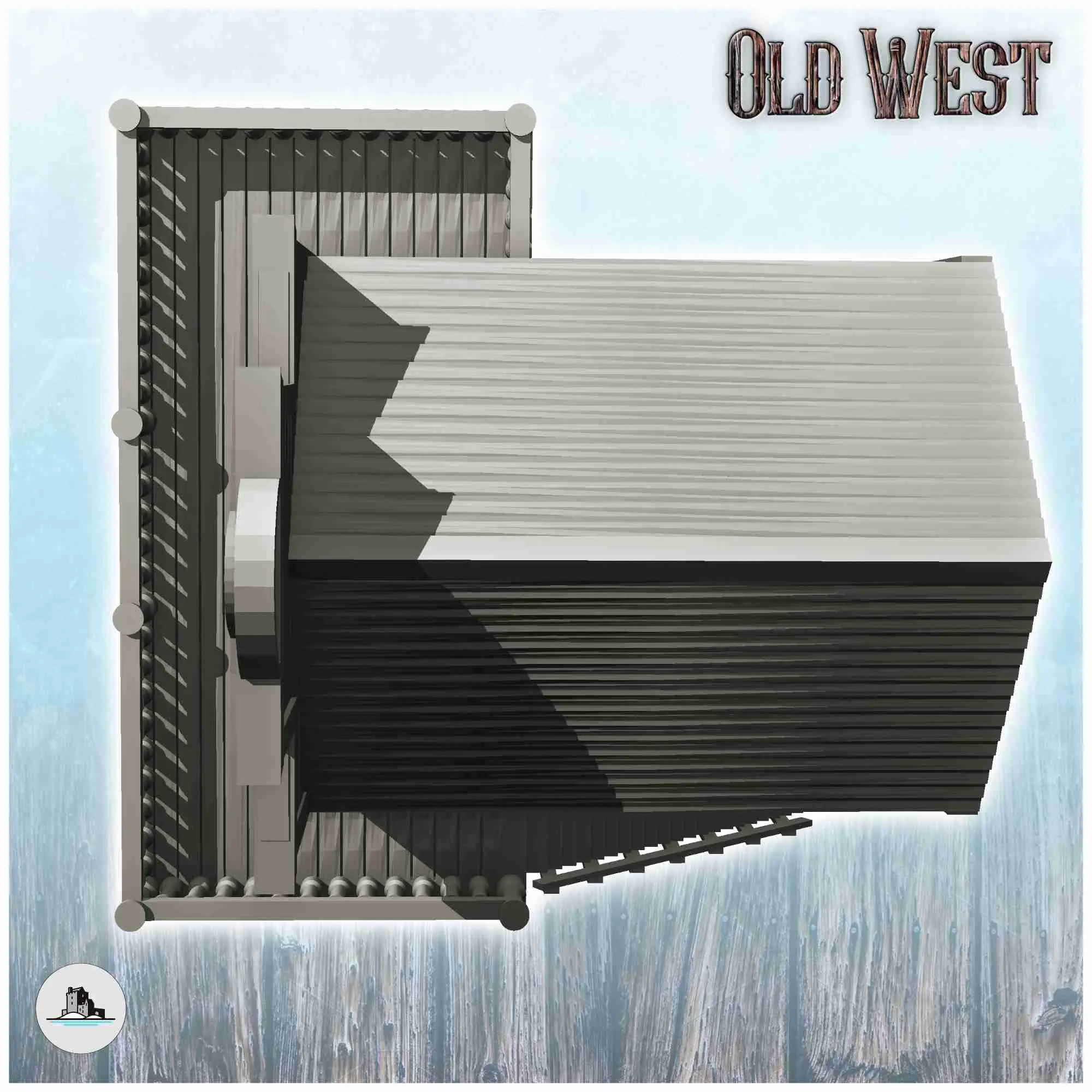 Western bank building with stairs and balcony (4) - miniatur | 3D ...