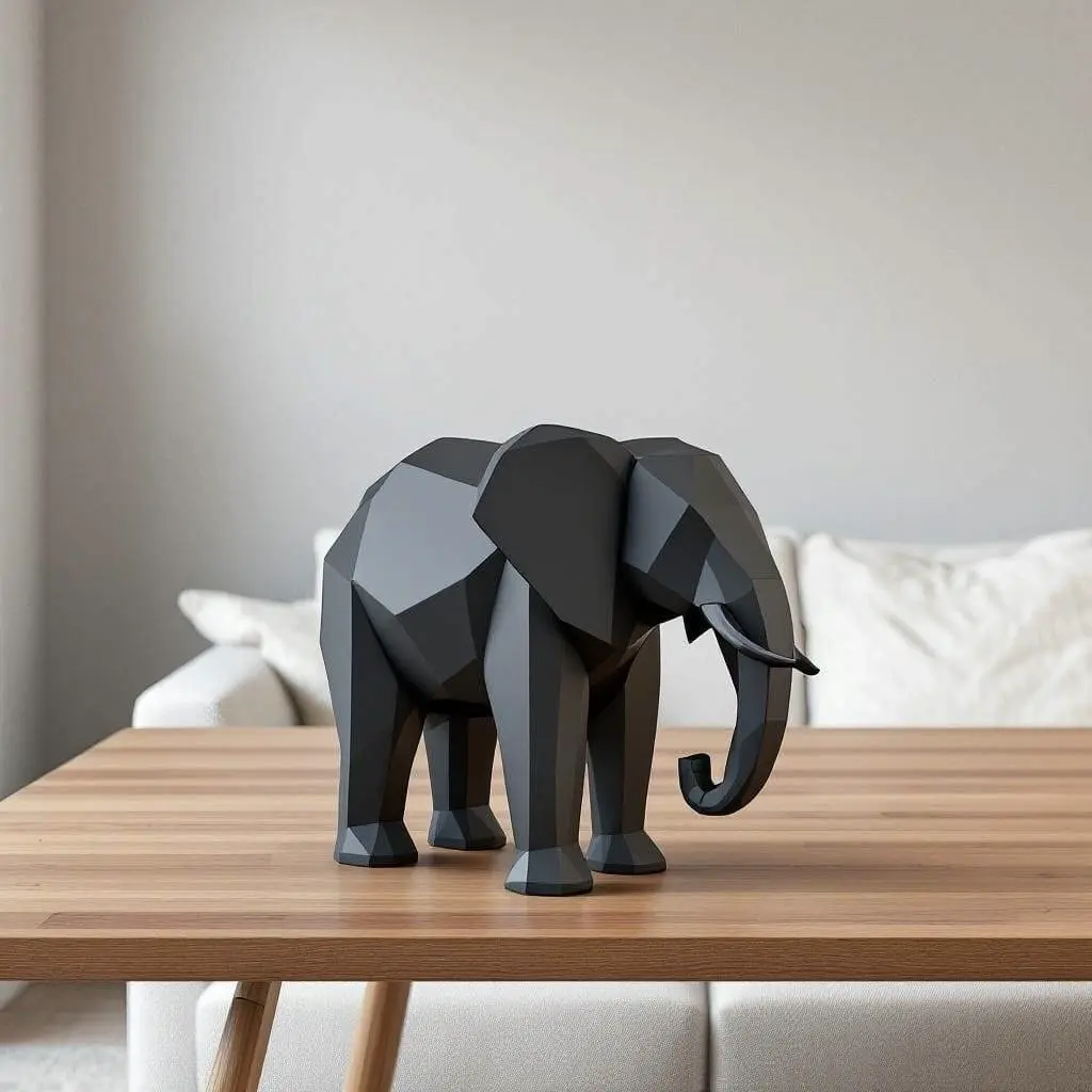 Sculptures & Artworks STL Descarga - Minimalist Low Poly Elephant ...