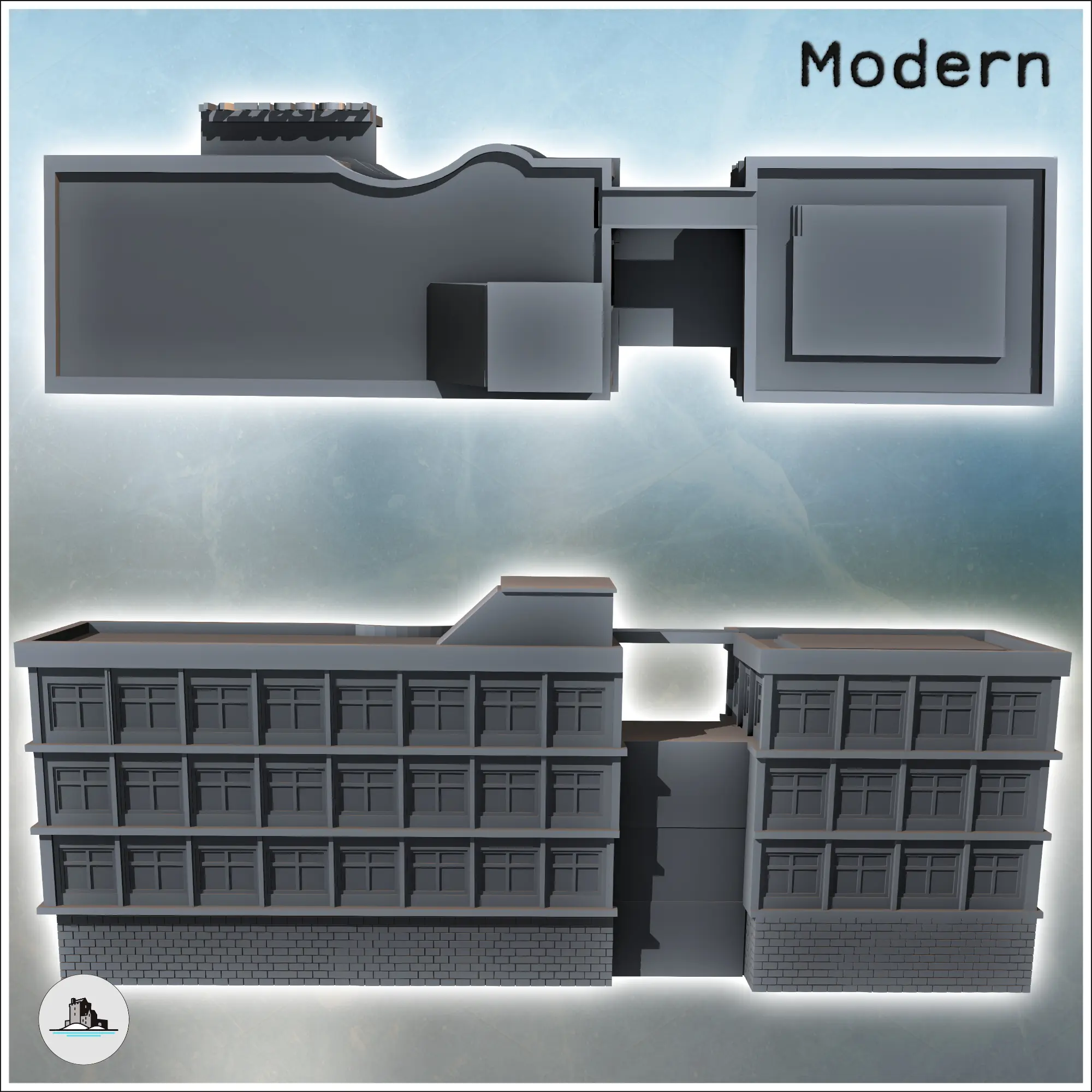 Other STL Download - Modern Flat Roof Hospital with Wave Architecture ...