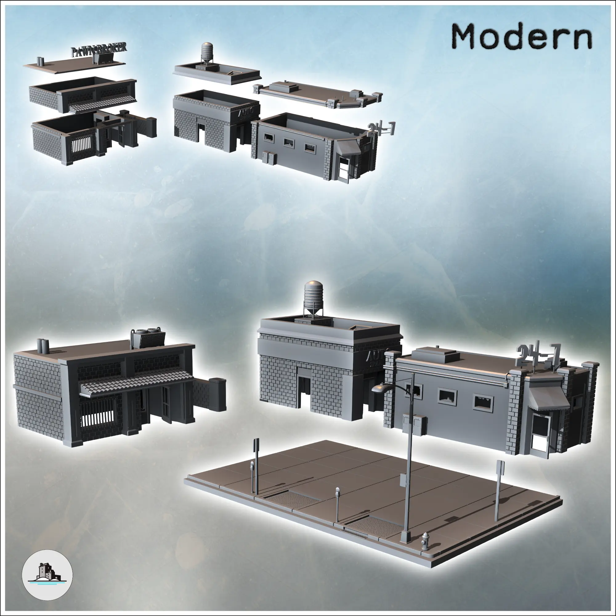 Miniature Games & Accessories STL Download - Set of three brick urban ...