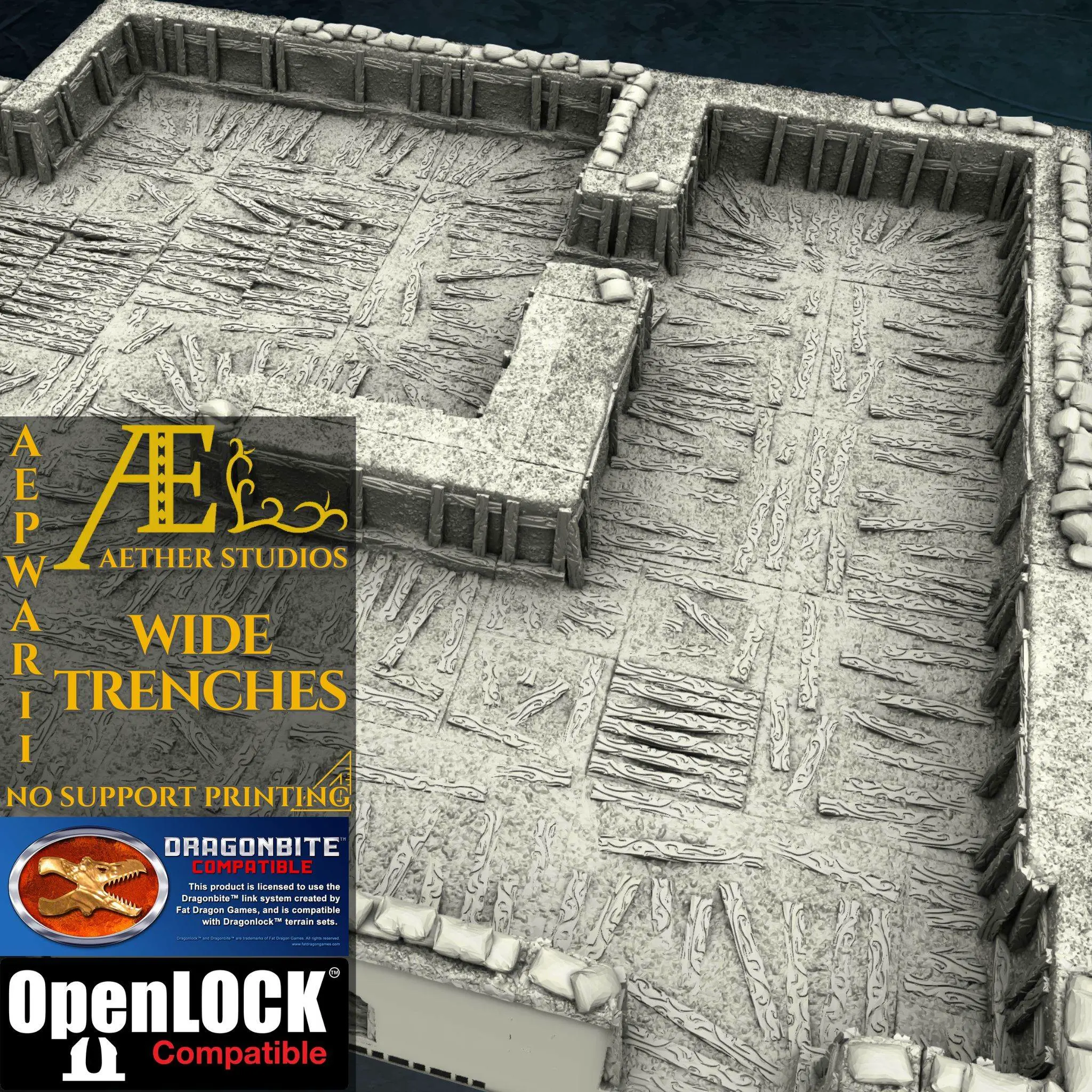 Props & Terrain STL Download - AEPWAR11 - Wide Trenchesby Aether Studios