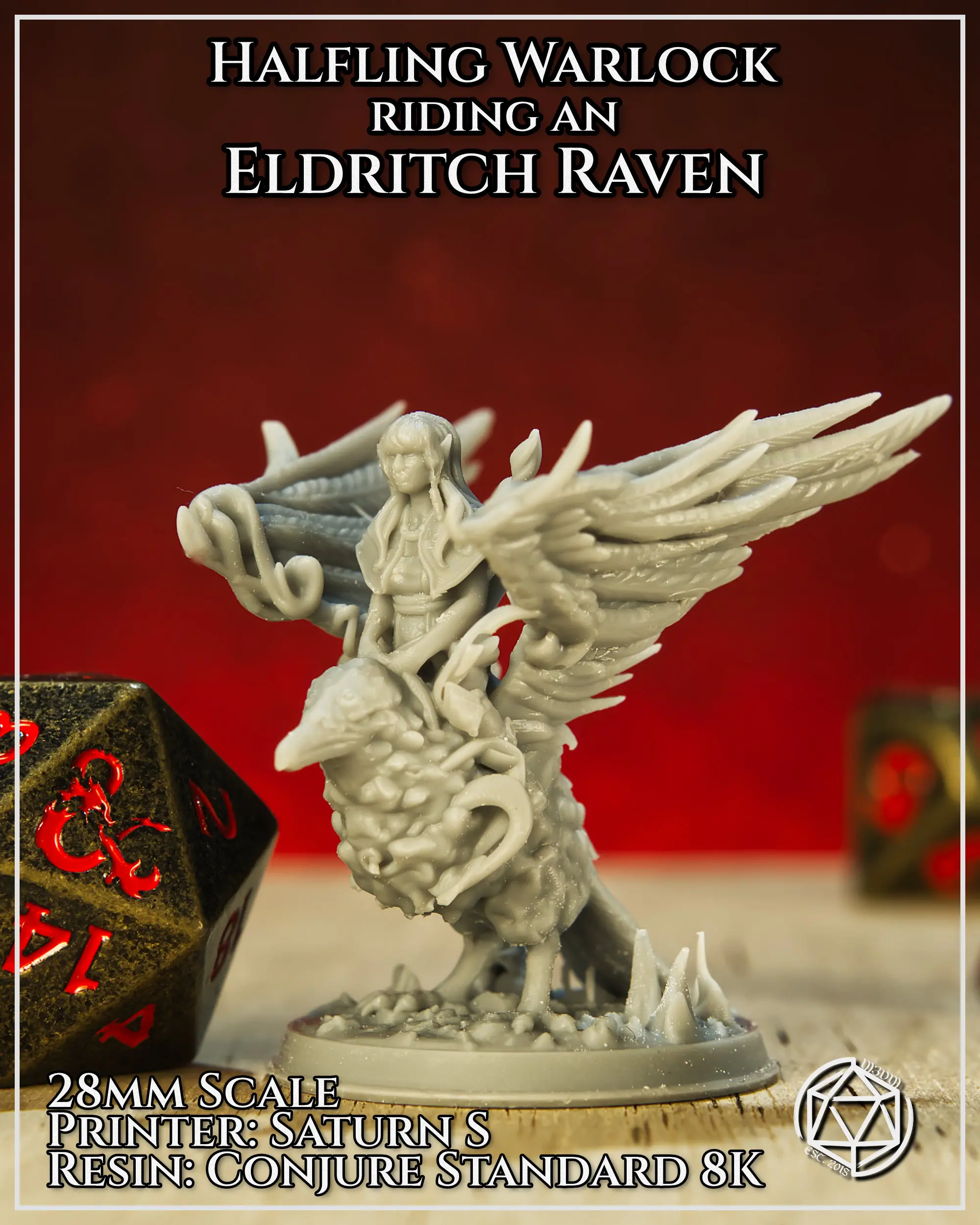 Characters & Creatures STL Download - Halfling Warlock Riding an ...